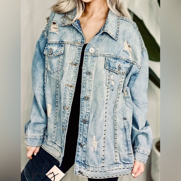 POL | Jackets & Coats | New Pol Studded Denim Jacket 3x | Poshmark
